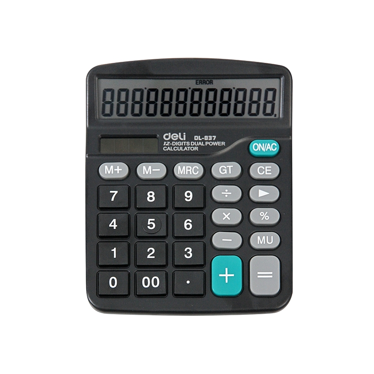 得力(deli)桌面计算器 黑色 837